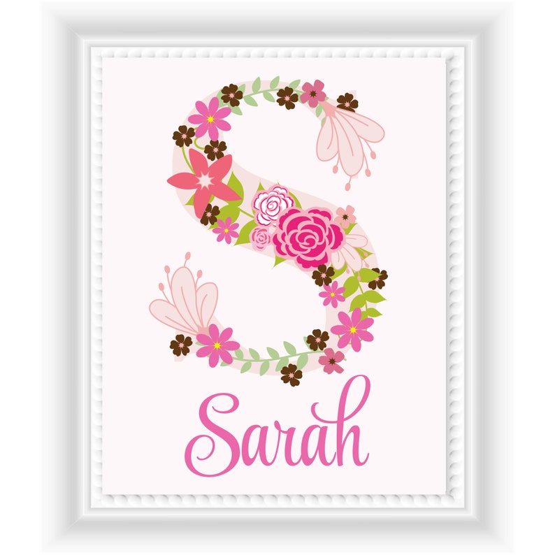Pink Floral Letter and Name Wall Art - Etsy