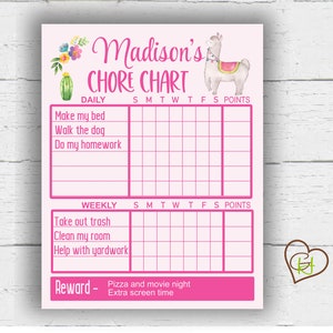 Weekly-daily Llama Chore Chart Digital Download - Etsy
