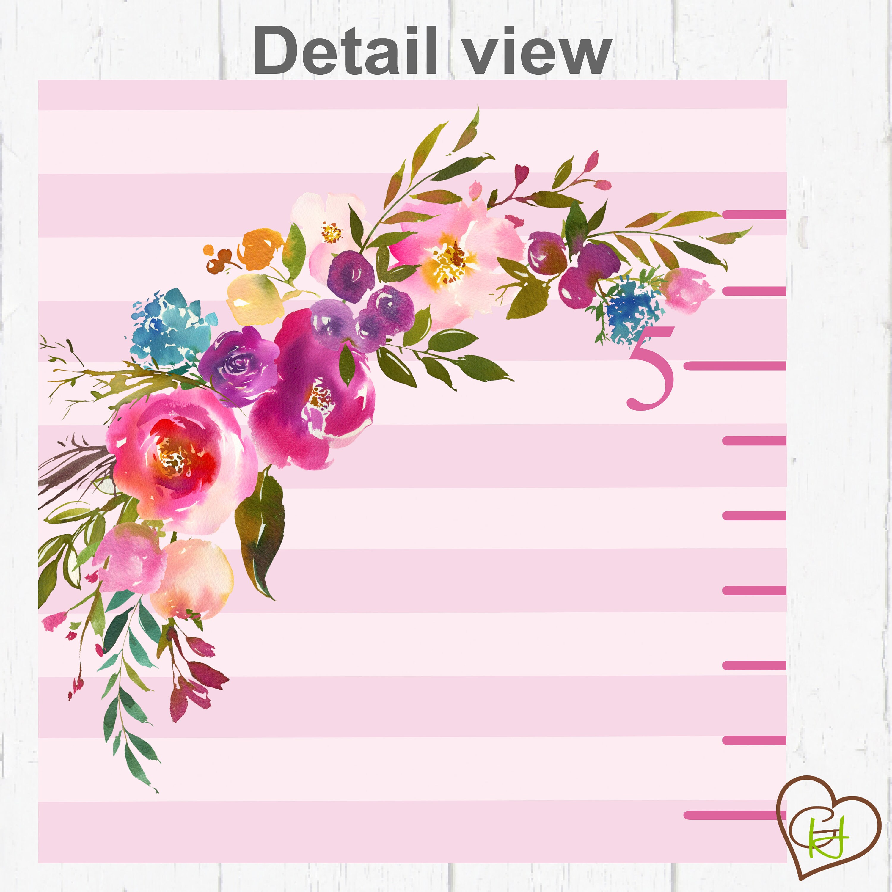 Pink Floral Growth Chart for Girls Little but Fierce Height | Etsy