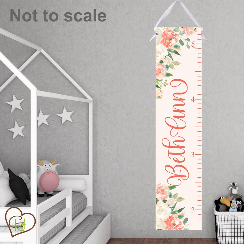 Peach Watercolor Growth Chart for Girl Personalized Height - Etsy