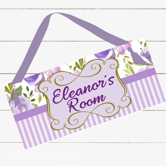 Personalized Name Sign Purple Lavender Floral Design | Etsy