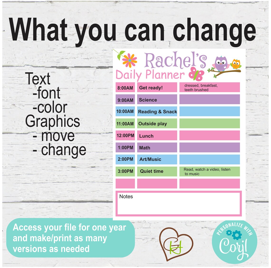 Daily Planner Pastel Girls | Etsy