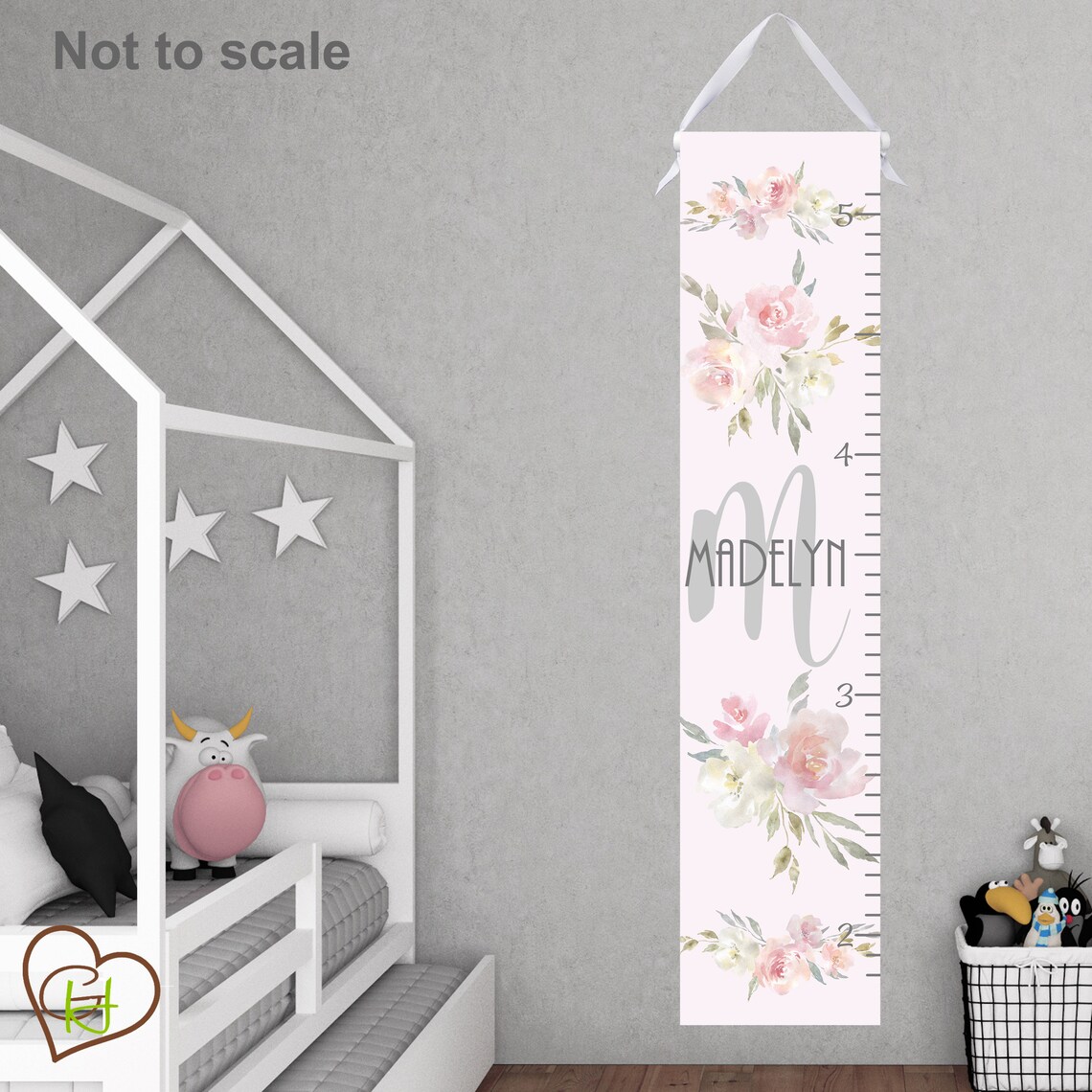 Modern Pink Floral Growth Chart Personalized Watercolor | Etsy