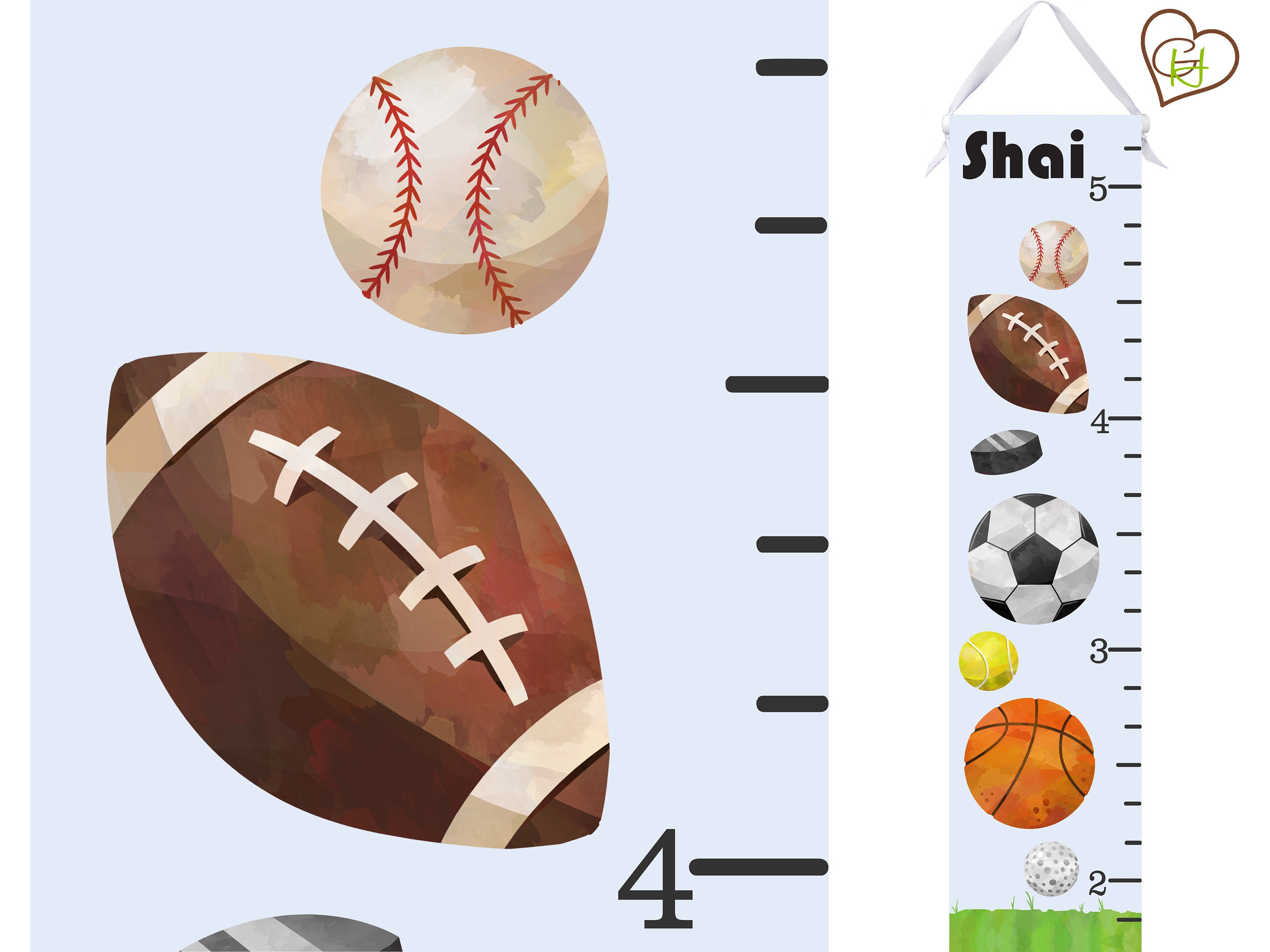 Personalized Sports Growth Chart Height Chart Ruler | Etsy