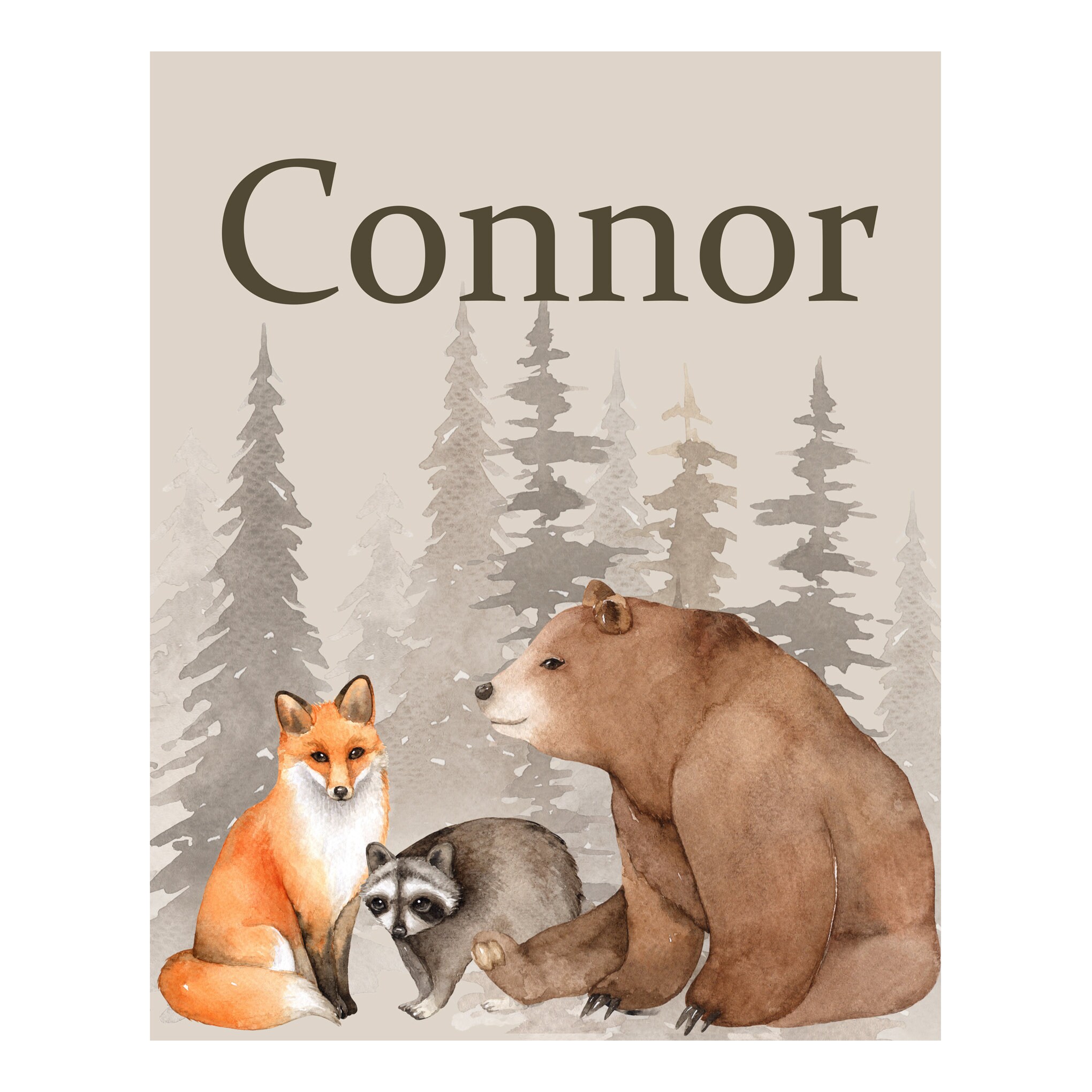 Personalized Woodland Animals Name Wall Art | Etsy