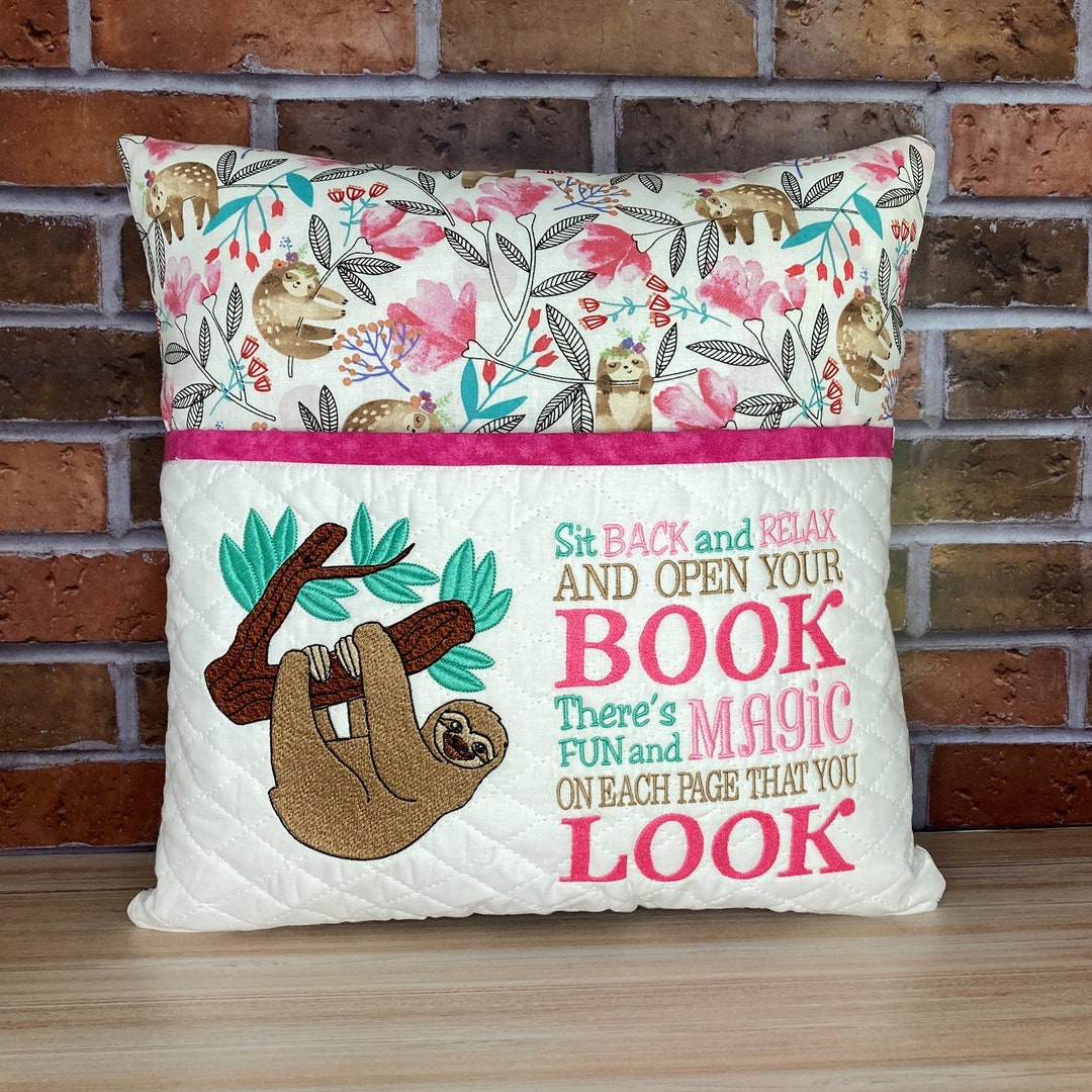 Sloth Reading Pillow With Pocket for Girls - Ready to Ship - Etsy