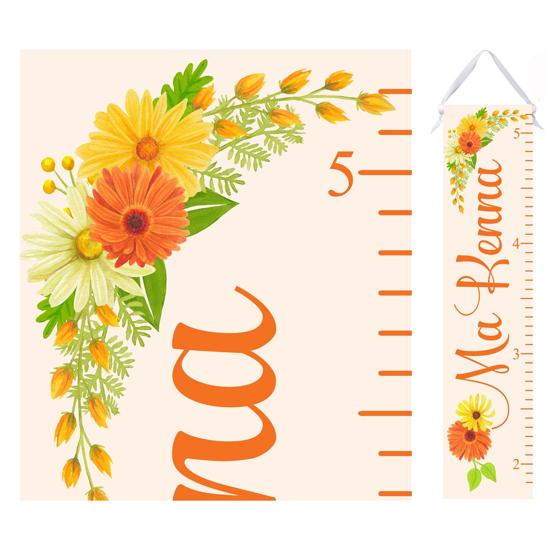 Floral Daisy Growth Chart - Personalized Height Chart Ruler - Etsy