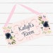Personalized Name Sign - Girl Design - Navy and Blush Floral - Etsy