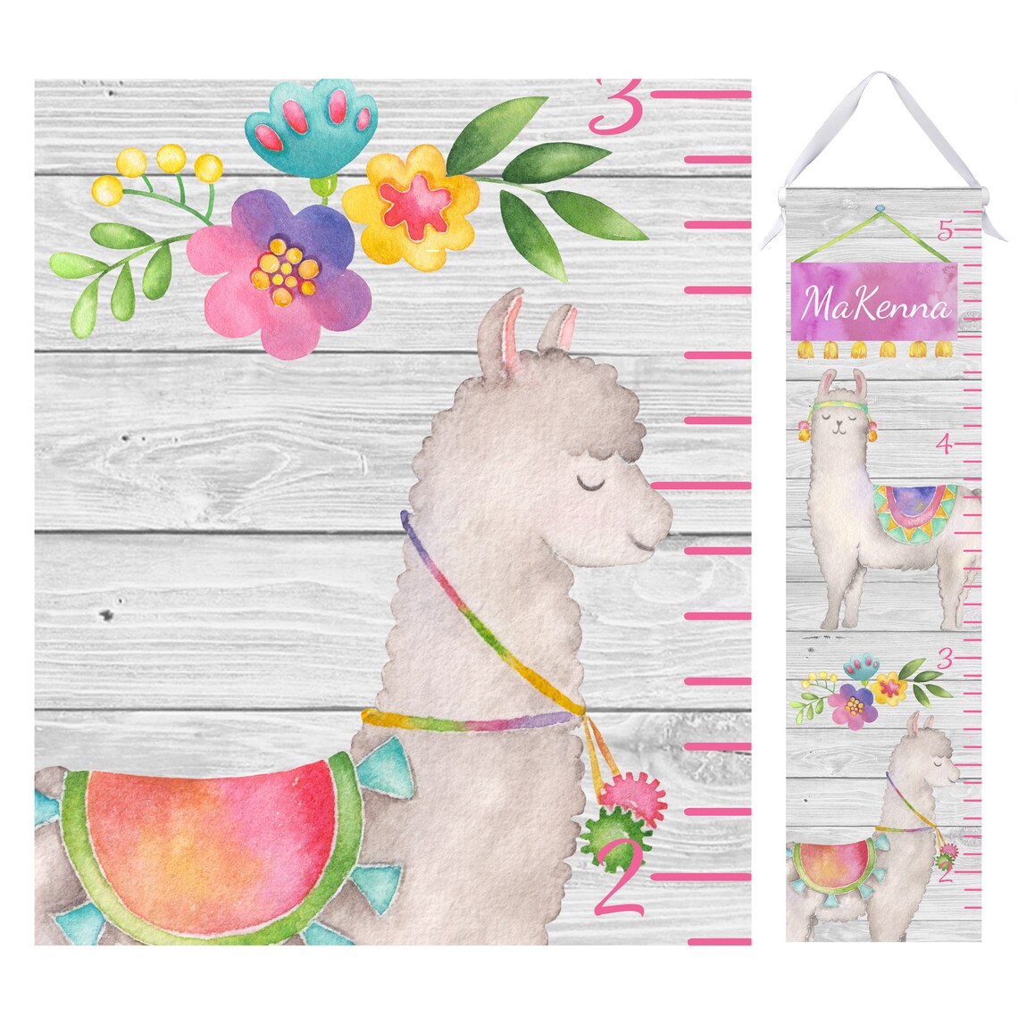 Llamas Growth Chart Personalized Height Chart Ruler | Etsy