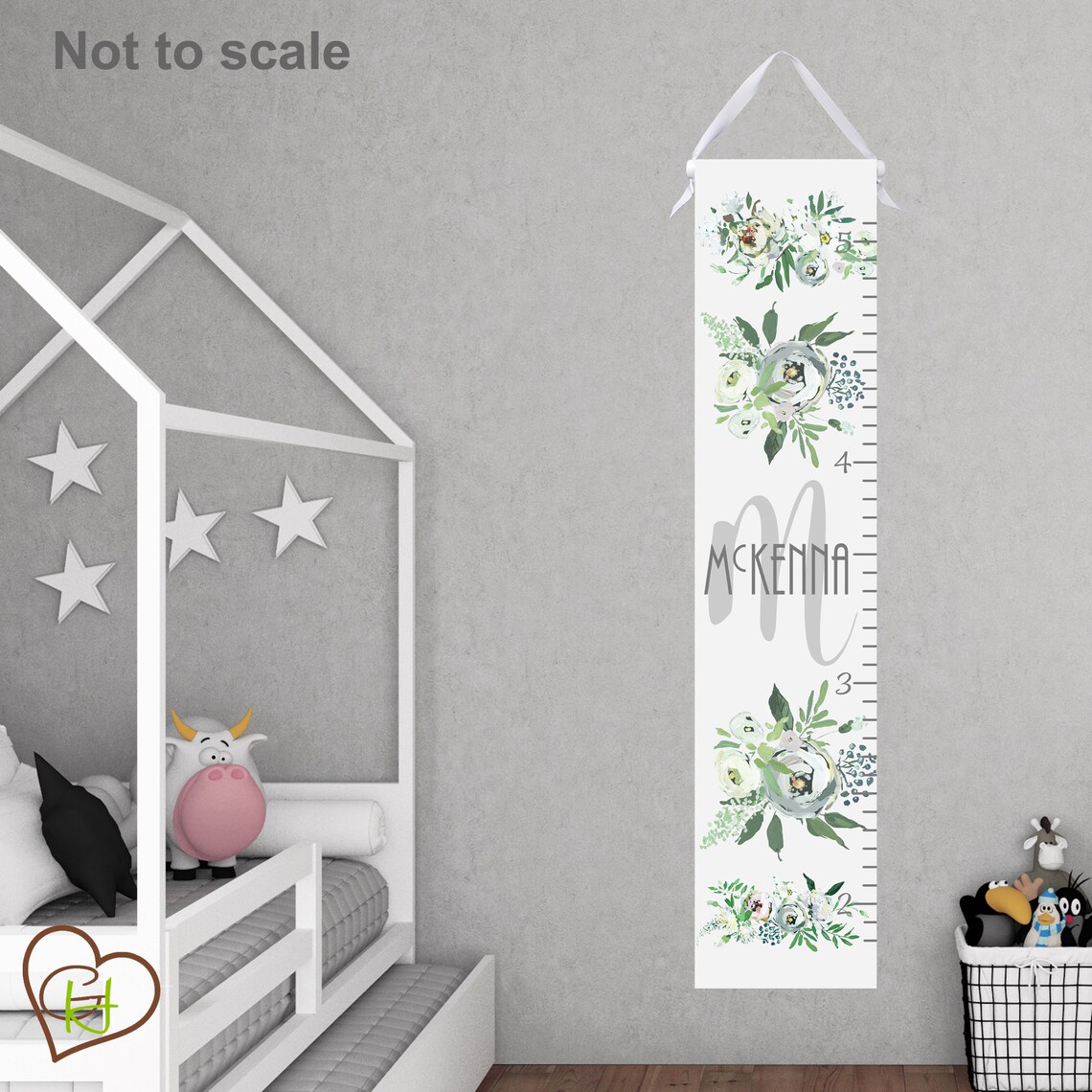 Rustic White Floral Growth Chart - Personalized Height Chart Ruler - Etsy