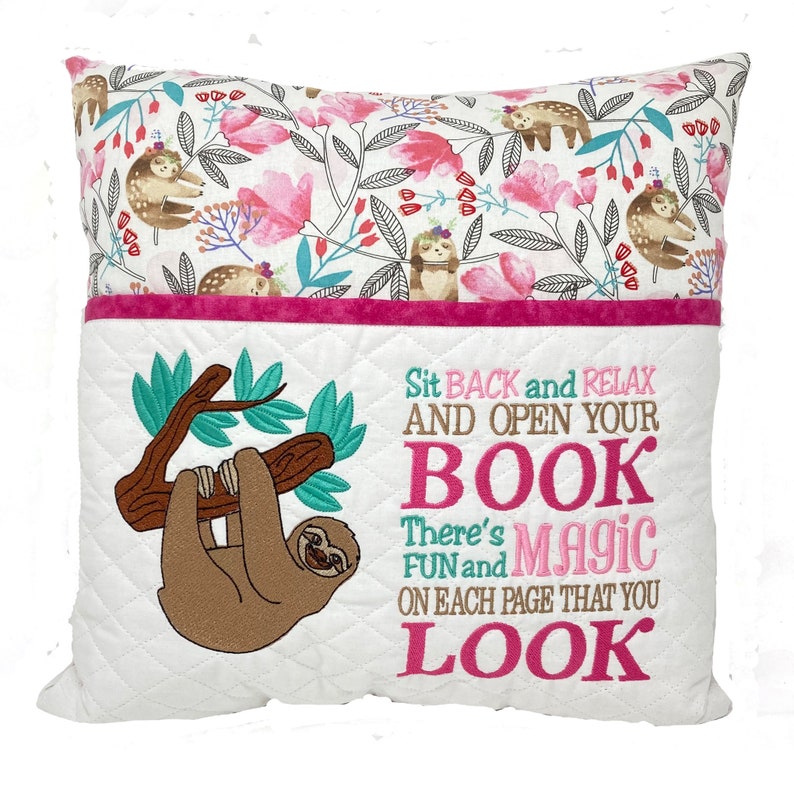 Sloth Reading Pillow With Pocket for Girls - Etsy