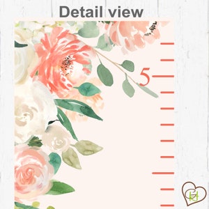 Peach Watercolor Growth Chart for Girl - Personalized Height Chart ...