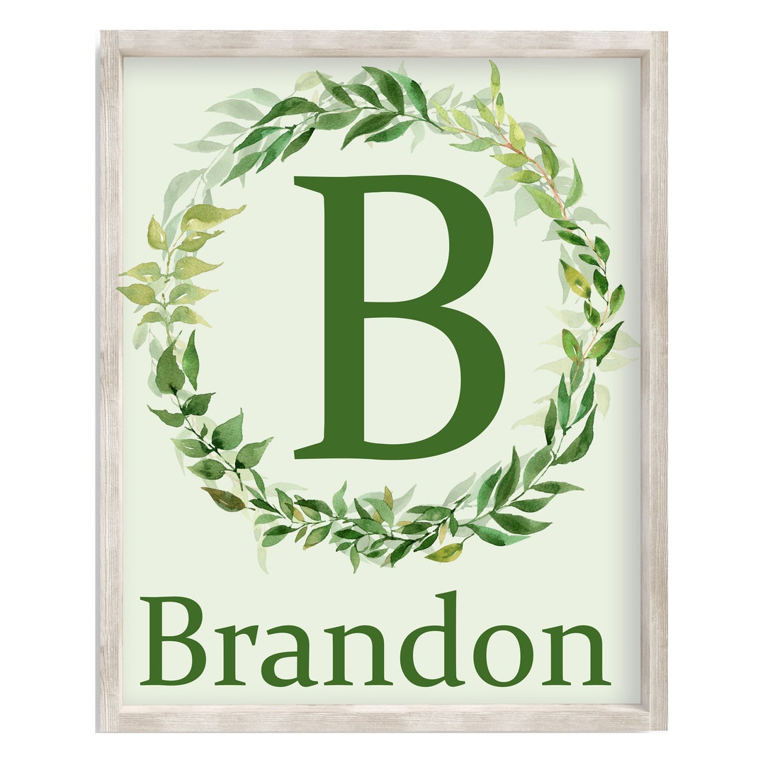 Greenery Wreath Initial and Name Wall Art - Etsy
