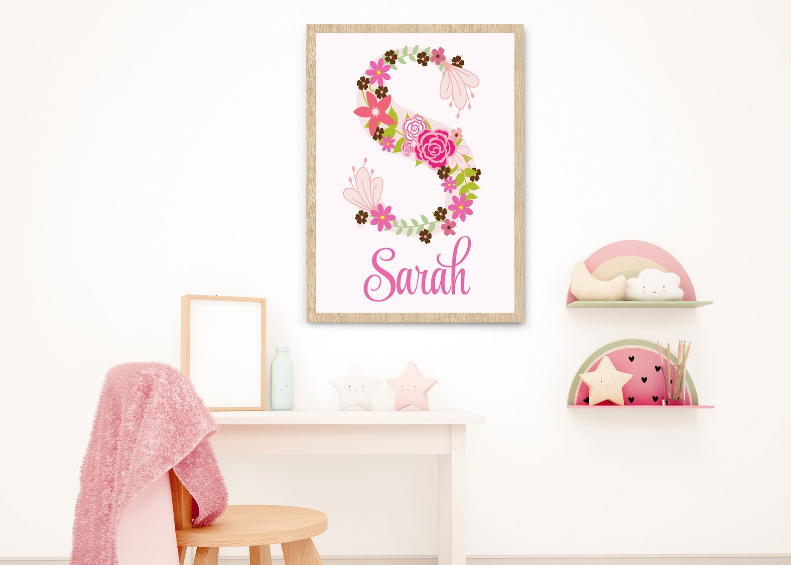 Pink Floral Letter and Name Wall Art - Etsy