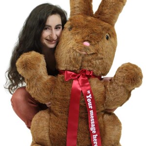 Personalized Giant Stuffed Brown Bunny 42 Inch Soft American Made Plush ...