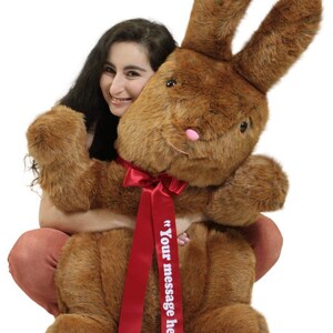 Personalized Giant Stuffed Brown Bunny 42 Inch Soft American Made Plush ...