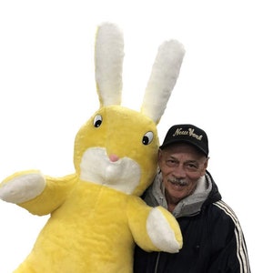 American Made Giant Stuffed Yellow Bunny 60 Inch Soft Big Plush Rabbit ...