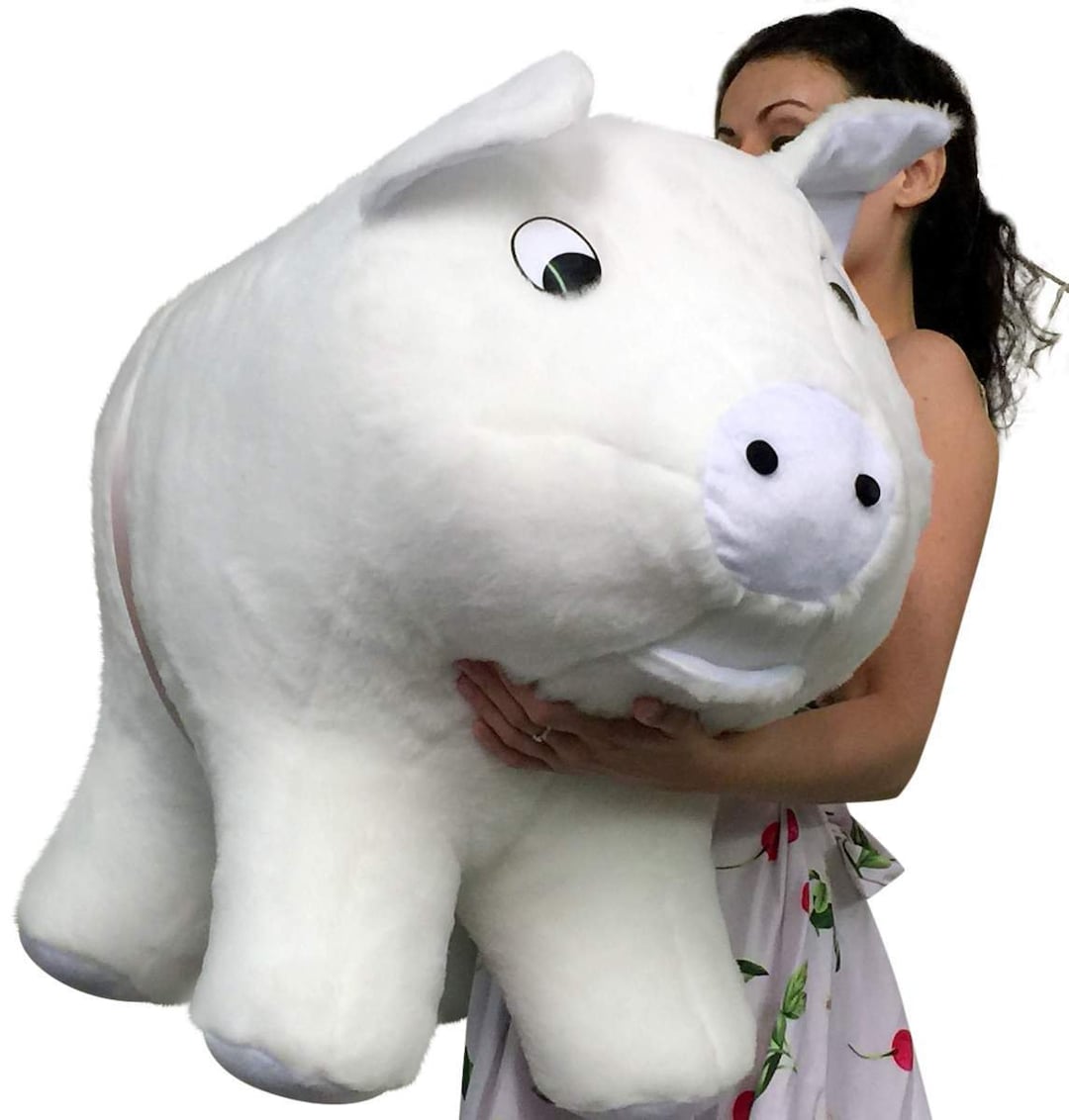 American Made Giant Stuffed Pig 32 Inch Soft White Big Plush Hog Farm ...