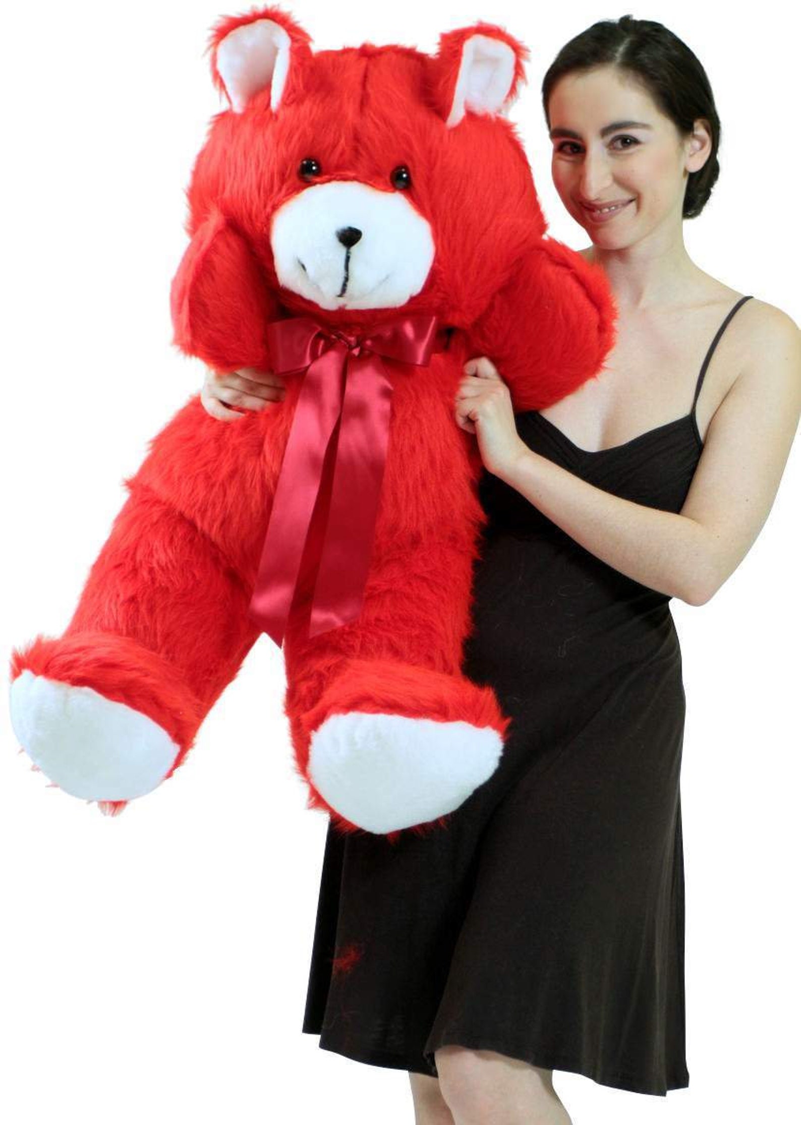 Jumbo 3 Foot Red Teddy Bear 36 Inch Soft Big Plush Cuddle Buddy Made in ...