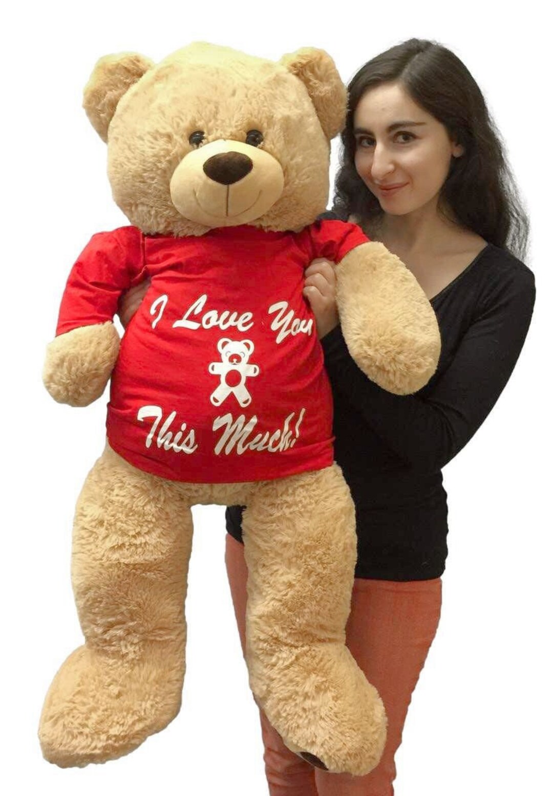 3 Foot Giant Stuffed Tan Teddy Bear 36 Inch Soft Wears Removable Tshirt ...