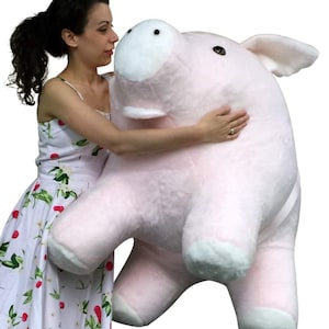 American Made Giant Stuffed Pig 40 Inches Pink Color Soft Made in the ...