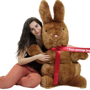 Personalized Giant Stuffed Brown Bunny 42 Inch Soft American Made Plush ...
