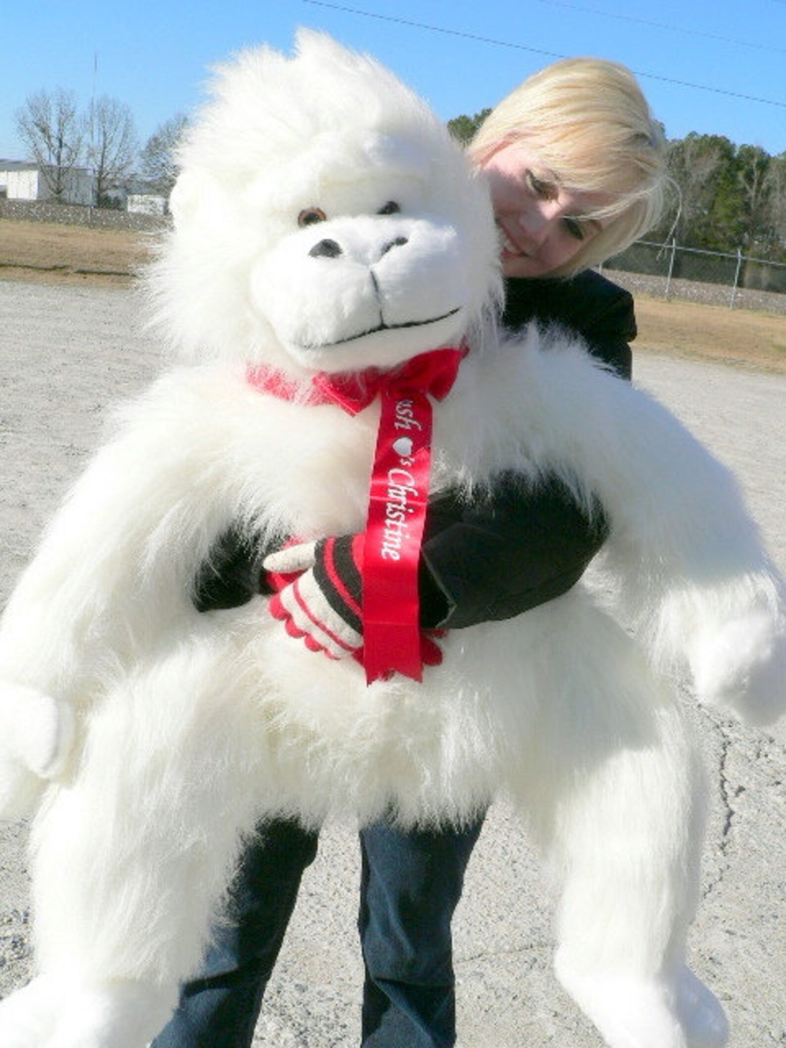 Personalized Giant Stuffed White Fluffy Gorilla Monkey With - Etsy