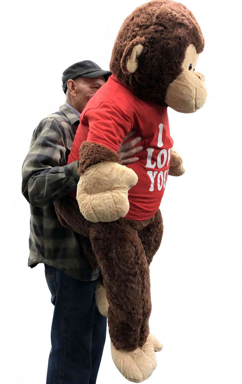 Giant Stuffed Monkey Wears Removable T-shirt I Love You - Etsy