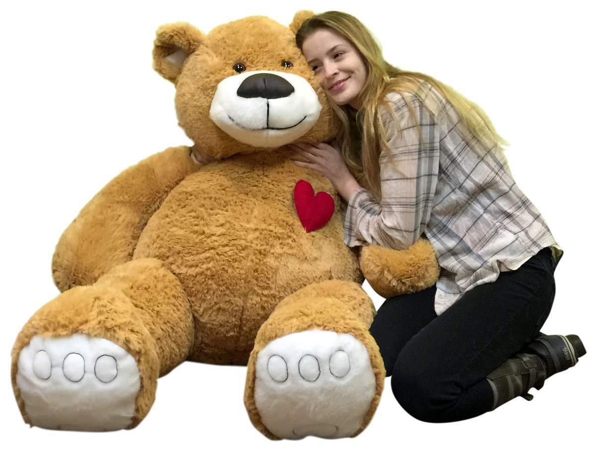Giant Teddy Bear 55 Inch Heart on Chest to Express Love Tan - Etsy