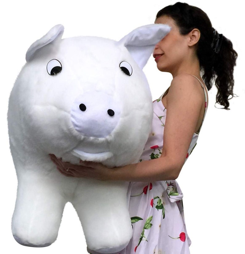 American Made Giant Stuffed Pig 32 Inch Soft White Big Plush | Etsy