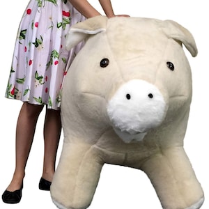 American Made Giant Stuffed Pig 40 Inch Brown Soft Plush Hog Made in ...