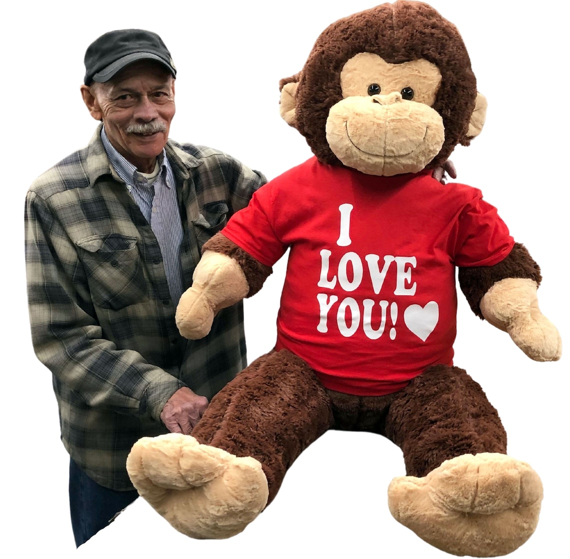 Giant Stuffed Monkey Wears Removable T-shirt I Love You - Etsy