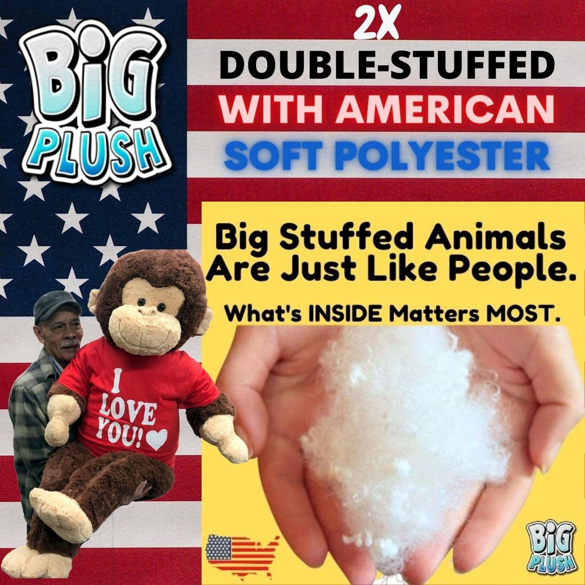 Giant Stuffed Monkey Wears Removable T-shirt I Love You - Etsy