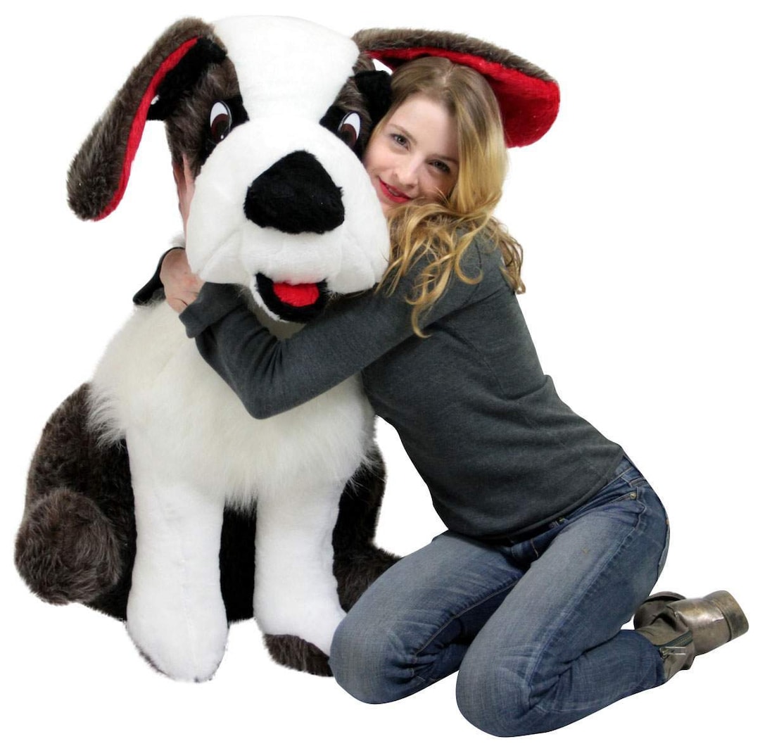 Giant Stuffed Dog Saint Bernard 38 Inches Soft Big Plushie Huge Animal ...