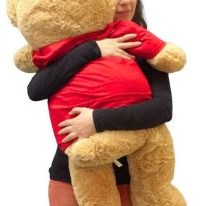 3 Foot Giant Stuffed Tan Teddy Bear 36 Inch Soft Wears Removable Tshirt ...