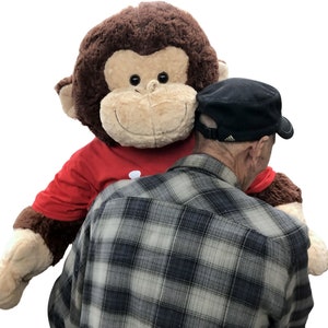Giant Stuffed Monkey Wears Removable T-shirt I Love You - Large 4-foot ...