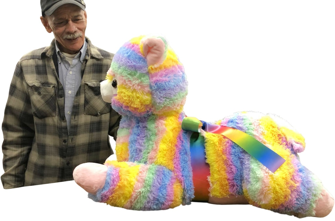 Extra Large Stuffed Llama Rainbow Color Soft 30 Inches Big - Etsy