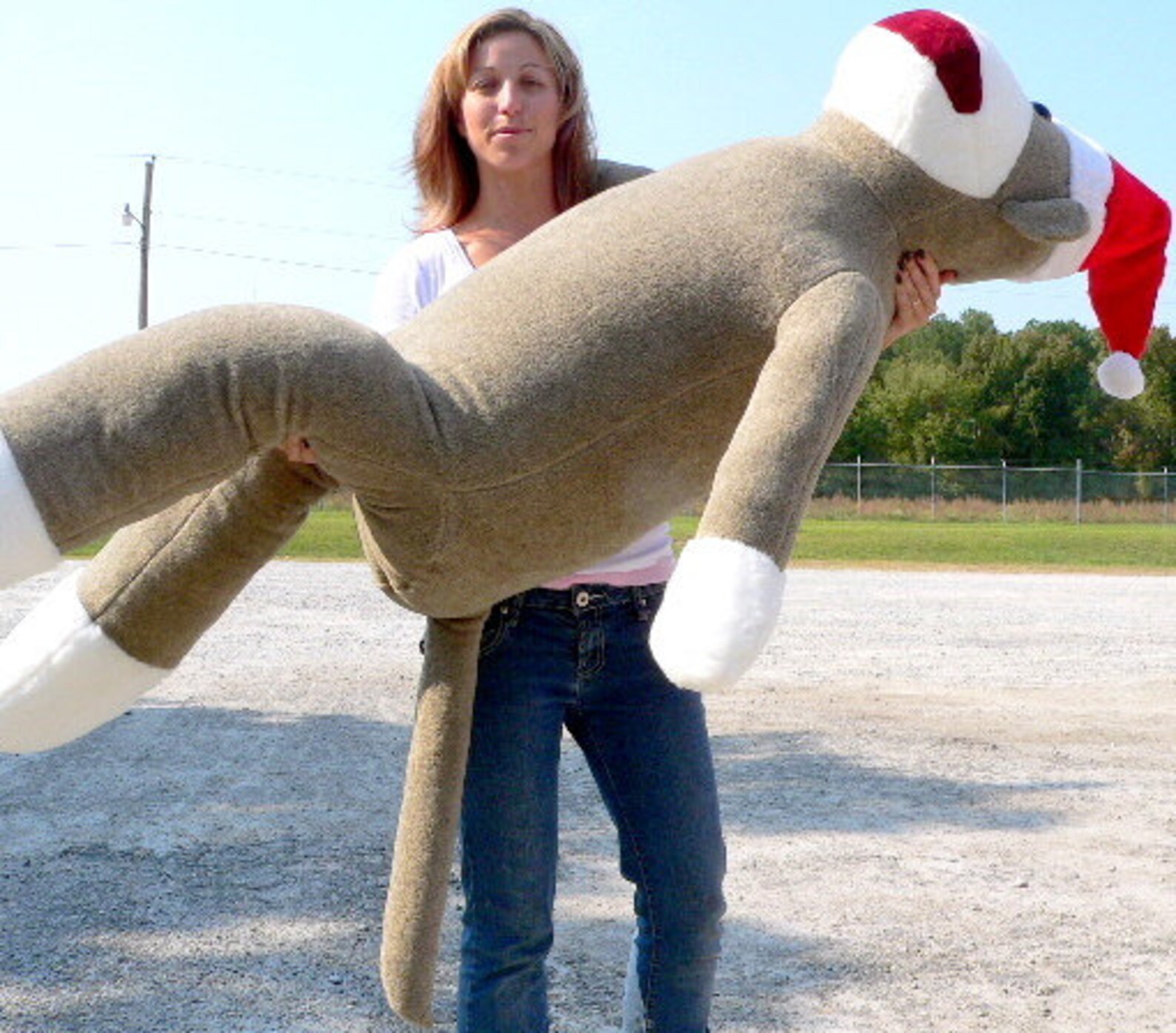 American Made Giant Sock Monkey Dressed for Christmas 6 Feet | Etsy