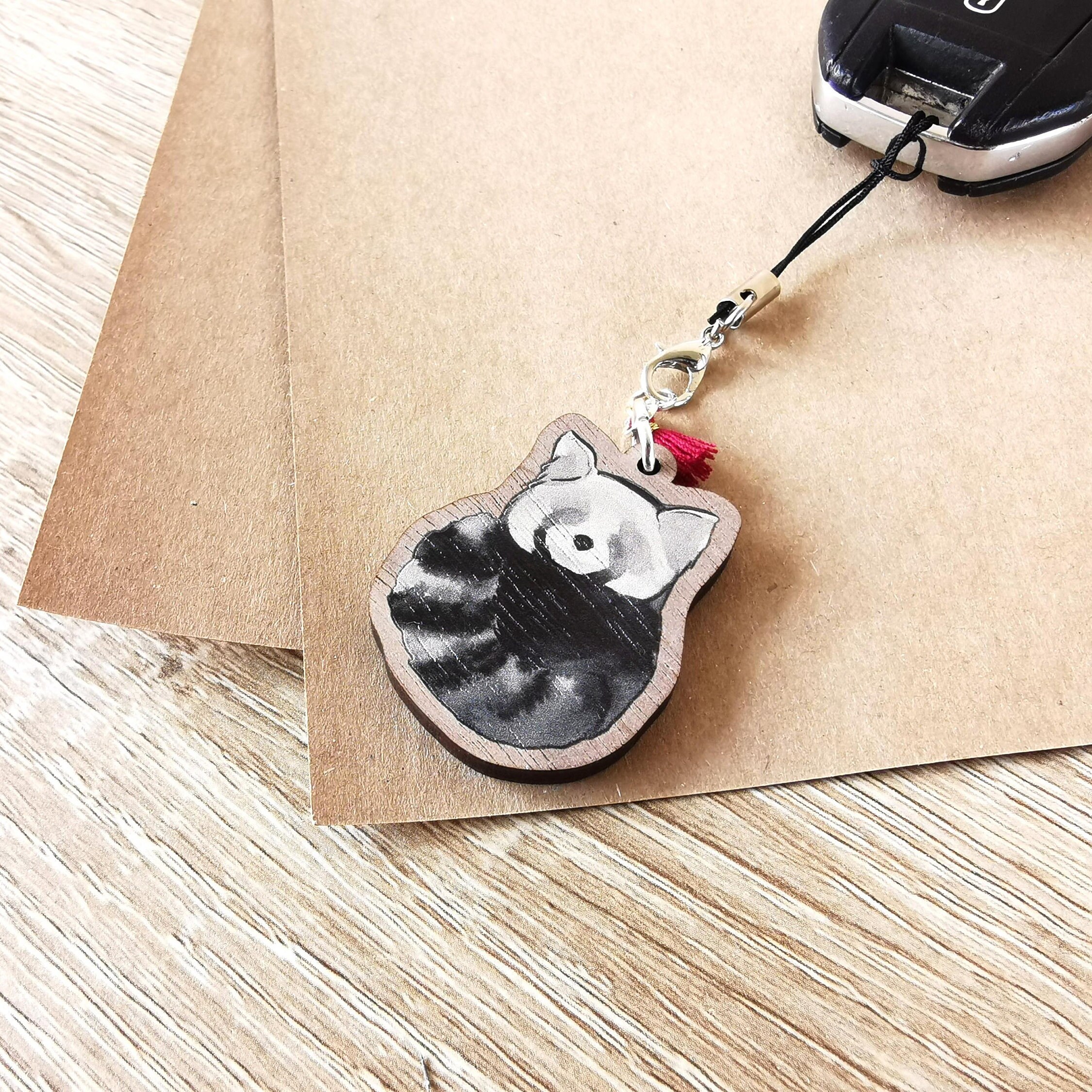 Red Panda Key Ring Wooden Object - Etsy