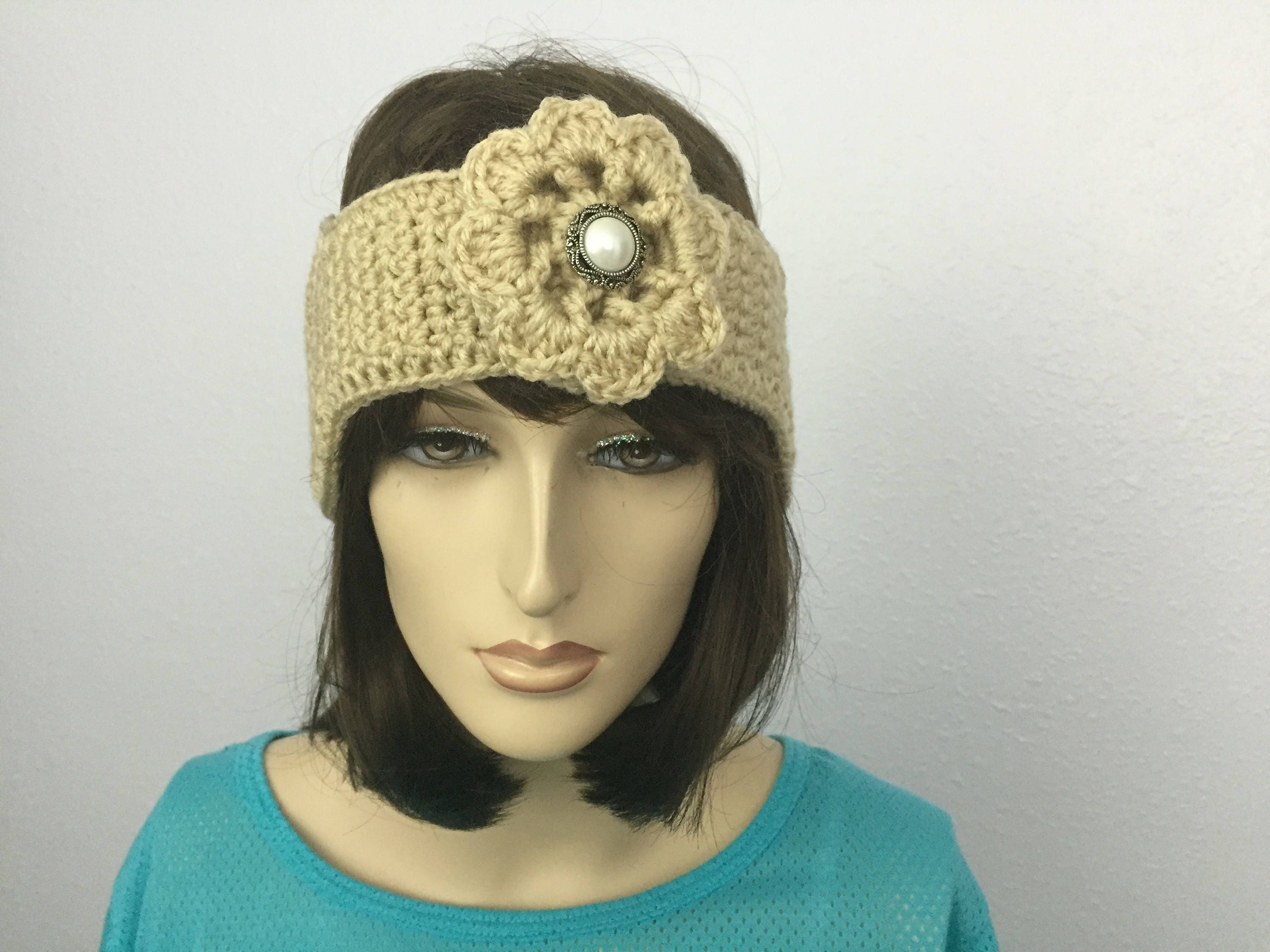 Women Crochet Winter Headband With Removeable Crochet Flower Women Ear