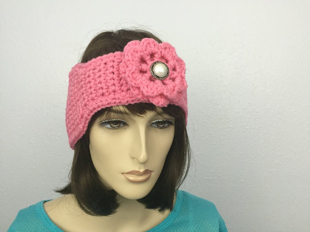 Women Crochet Winter Headband With Removeable Crochet Flower Women Ear