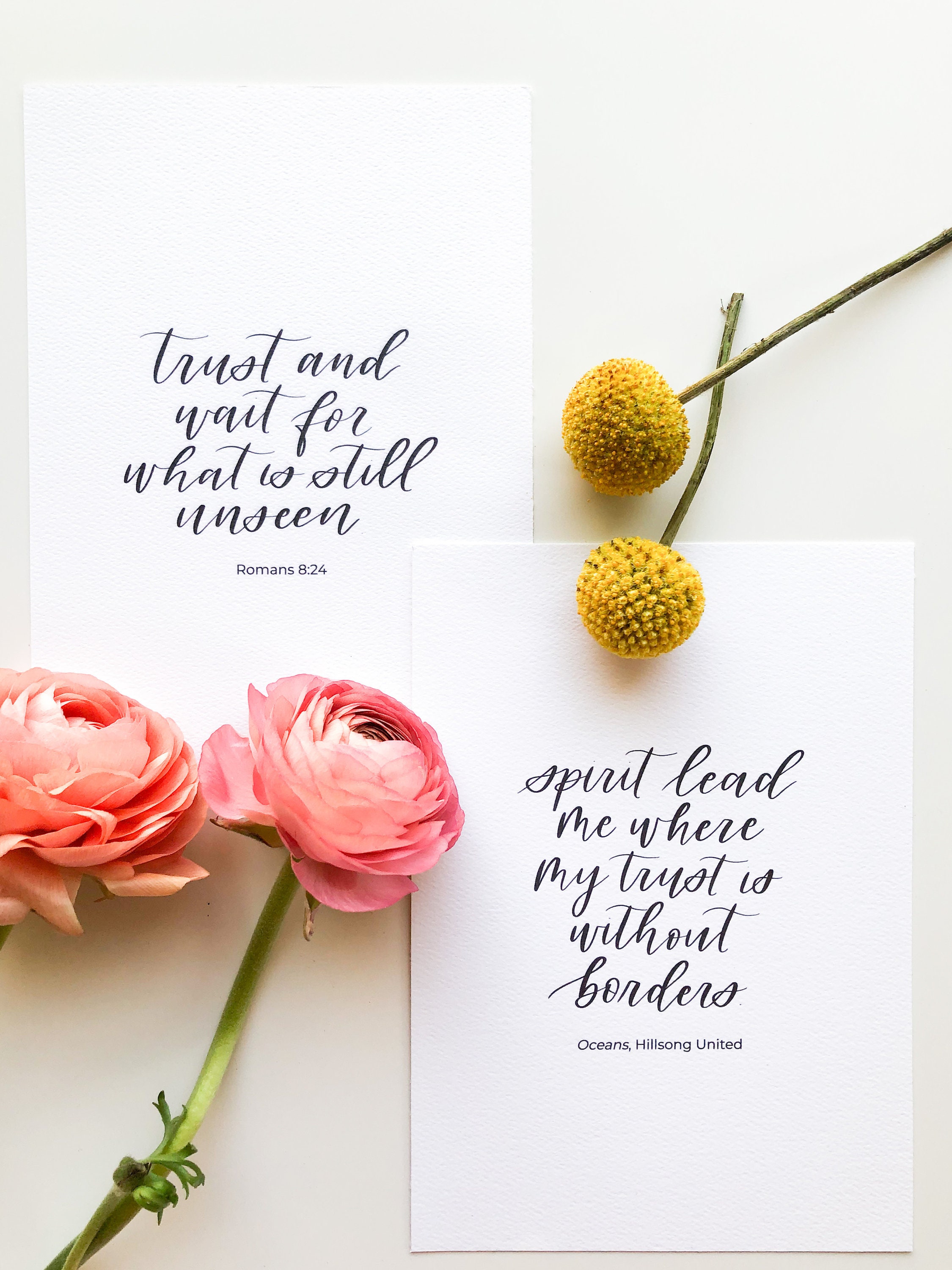5x7 Calligraphy Bible Verse/worship Song Lyric Prints, Calligraphy ...