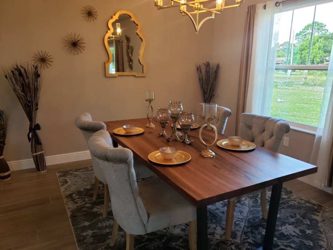 Modern Rustic Wood Dining Table With Iron Leg Base - Etsy