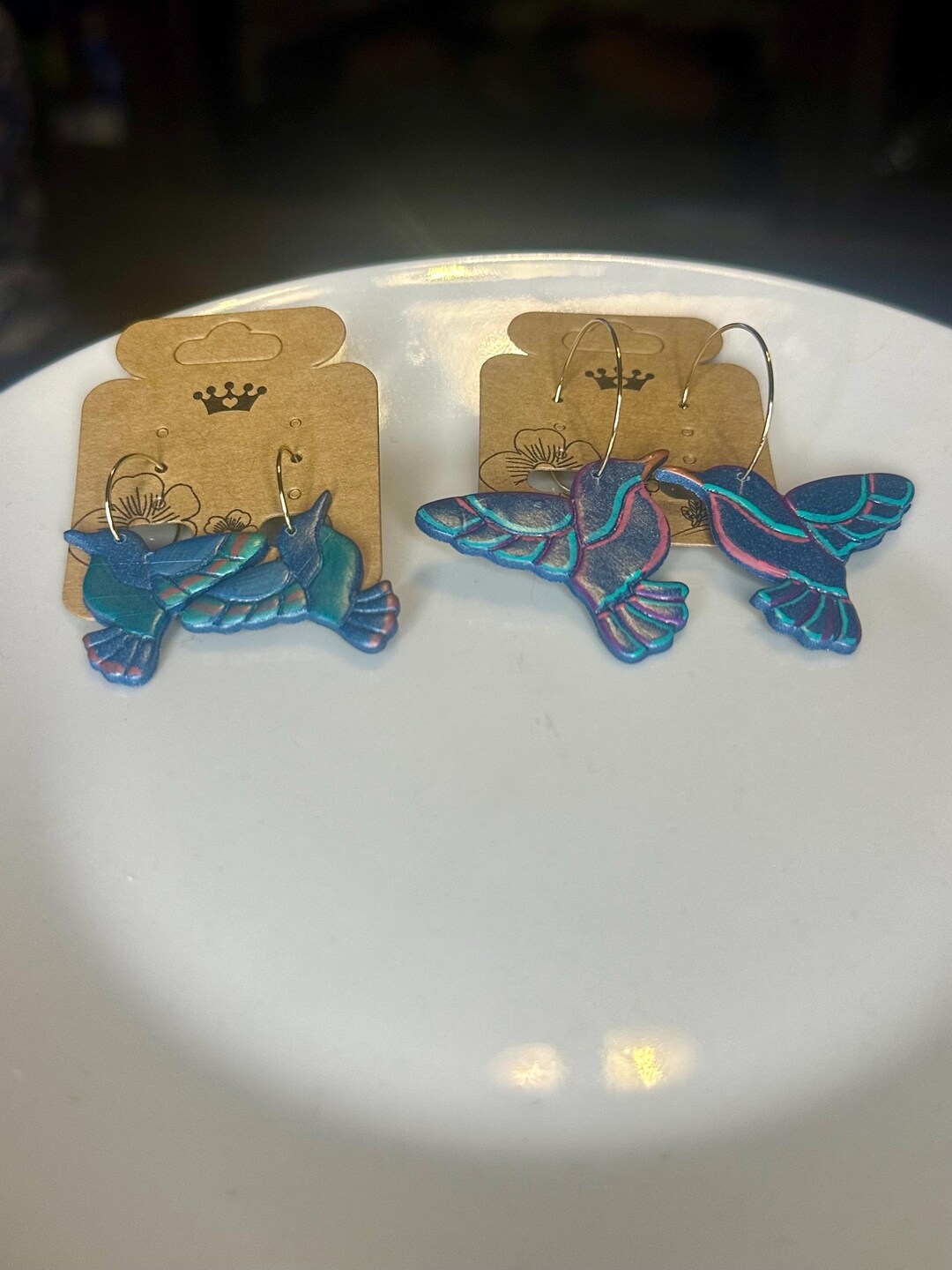 Hummingbird Polymer Clay Earrings: Hand Crafted Hoop Earrings - Etsy