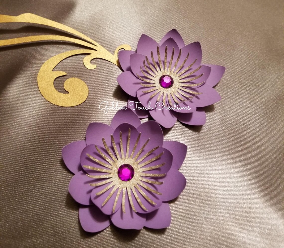 Template 16 Paper Flower With Center Template PDF - Digital Download - Etsy