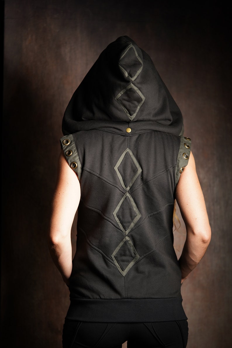 PSYCLOPSE, Hoodie Vest, Psytrance, Rave, Gothic, Cyberpunk, Unisex, Goa ...