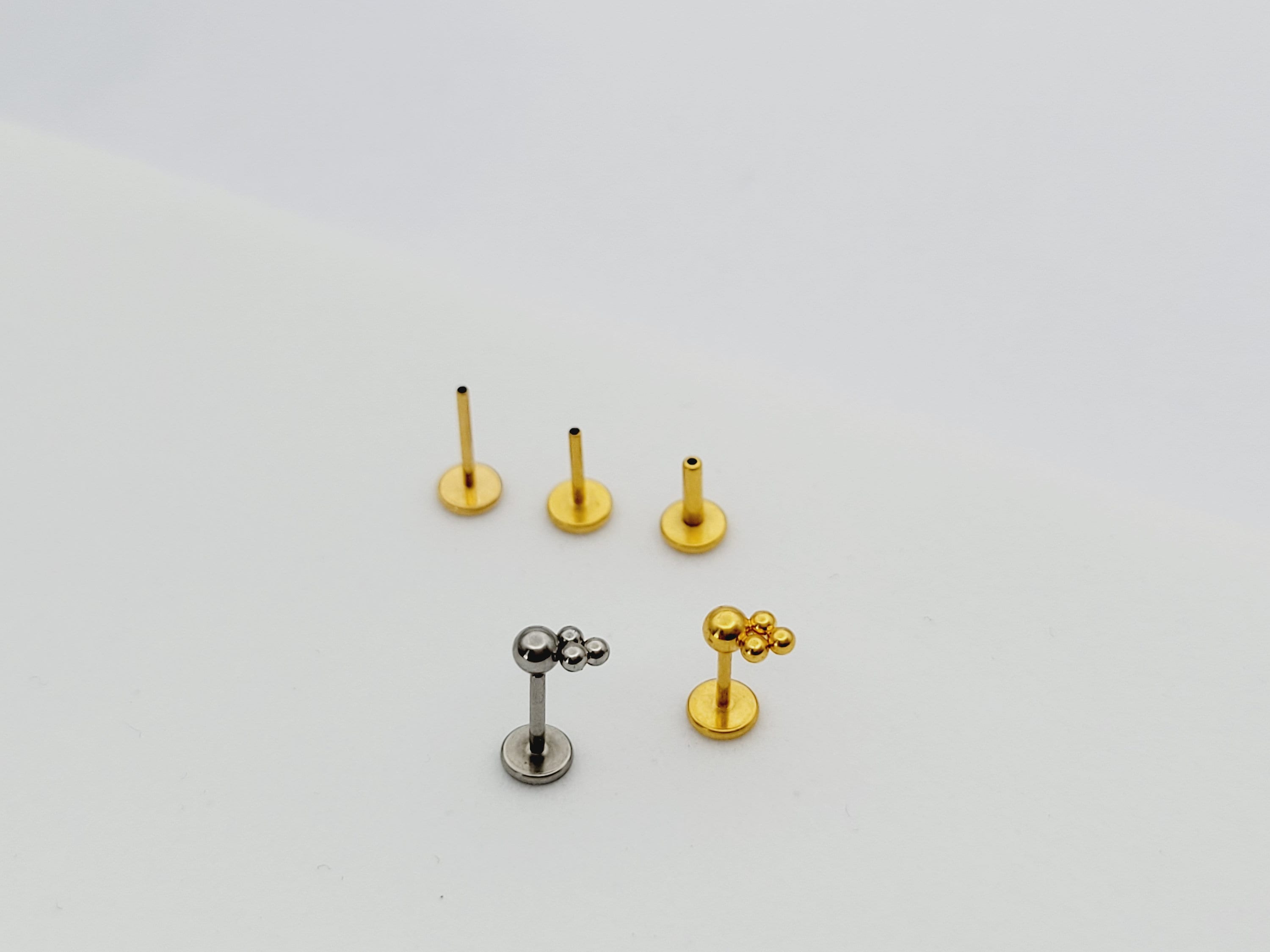 20G/18G/16G Tiny Balls Stud Push Pin Labret • Threadless Flat Back ...