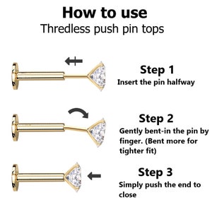 20G/18G/16G Tiny Balls Stud Push Pin Labret • Threadless Flat Back ...