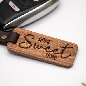 Home Sweet Home Engraved Wooden Keychain | Custom Personalized Keyring ...