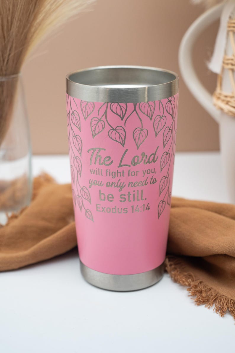 Bible Verse Tumbler With Pothos Plant Design – Engraved “the Lord Will ...